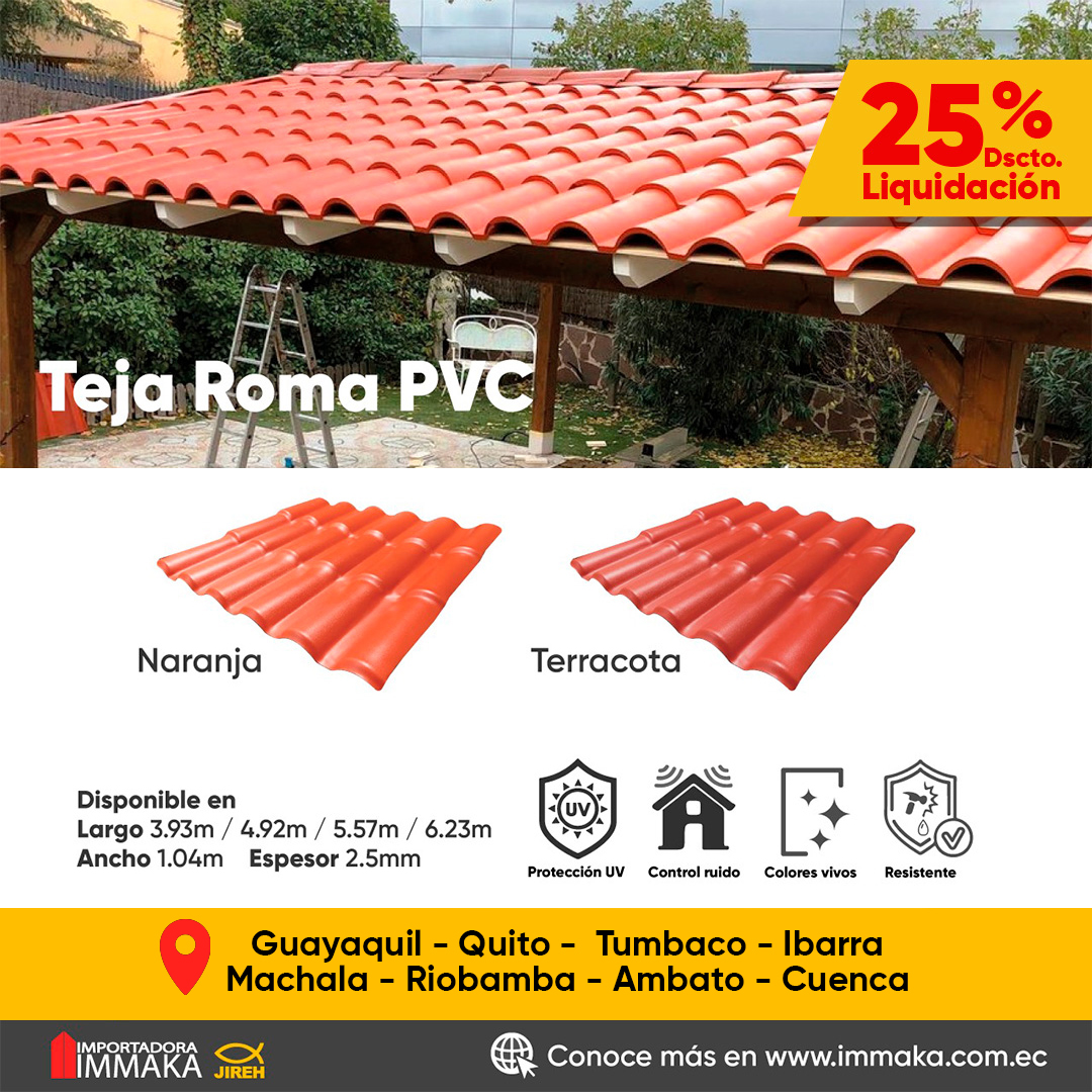 Tejas PVC ROMA - Acabados Coloniales, Importadora Immaka Ecuador