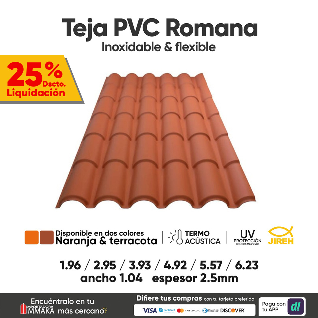 Tejas PVC ROMA - Acabados Coloniales, Importadora Immaka Ecuador