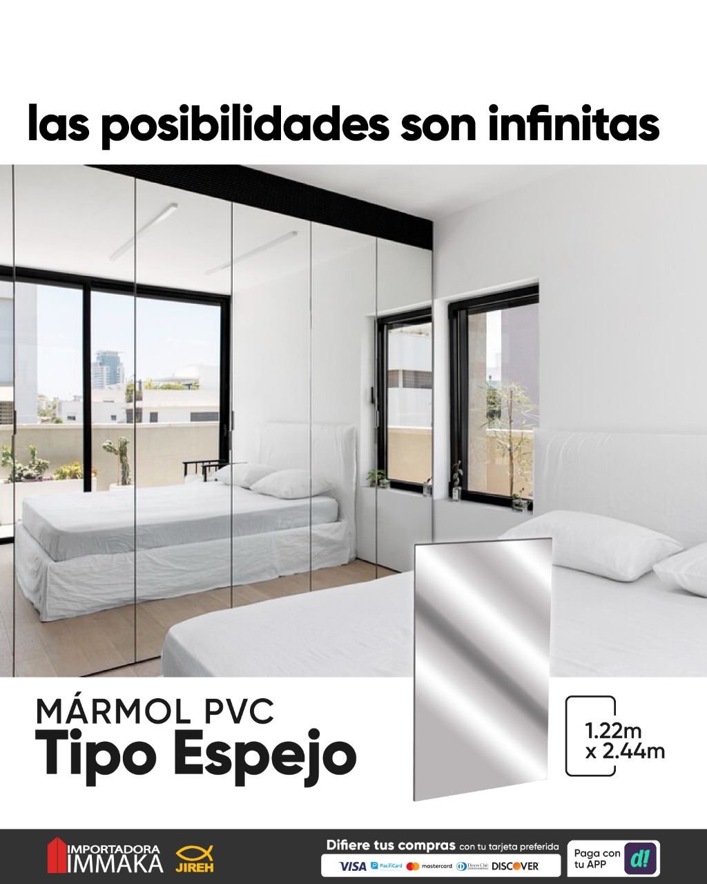 Revestimiento Pared Espejo de PVC